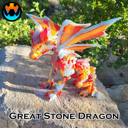 🐉 Great Stone Dragon, Standing Dragon, Flexi Print in Place, Articulated Cinderwing Dragon・ 3D ...