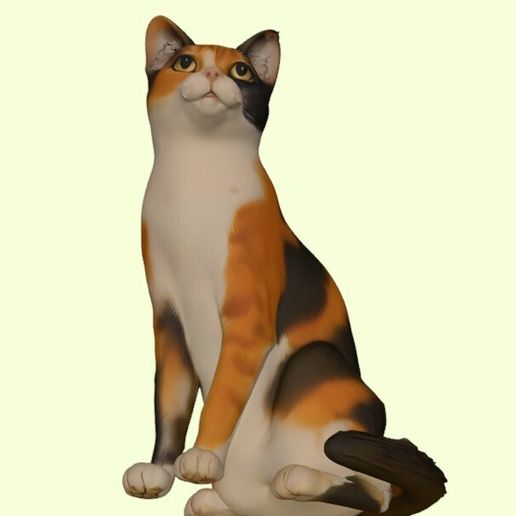 🐱 Calico Cat Sitting・ STL File for 3D printing・Cults