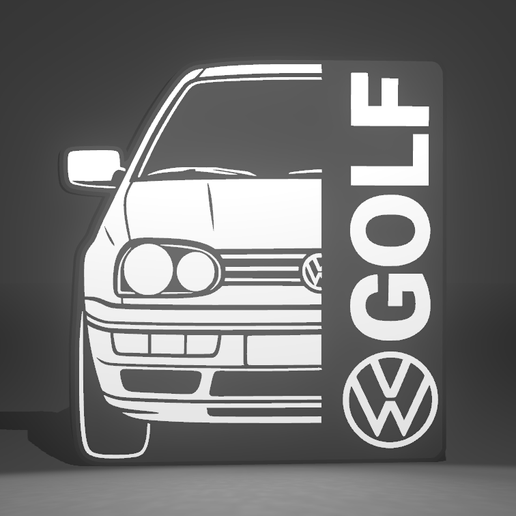 🚗 Volkswagen Golf MK3 - Lightbox Led Lamp・ 3MF File for 3D printing・Cults