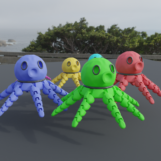 🐙 Cute mini flexi octopus・ STL File for 3D printing・Cults