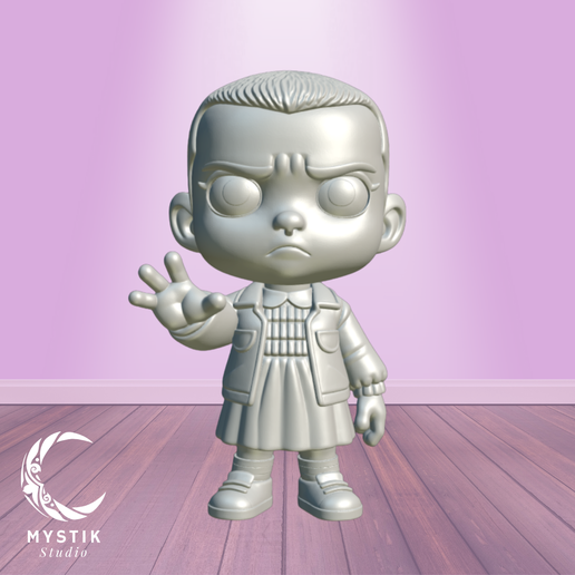 👾 Eleven Chibi Stranger Things – 3D Collectible Figure・ STL File for 3D ...