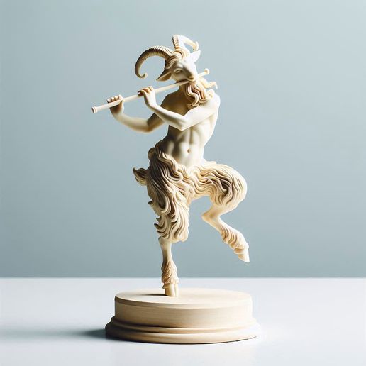 💃 395 Dancing Faun with Flute, fantasy, art, sculpture, model, animal ...