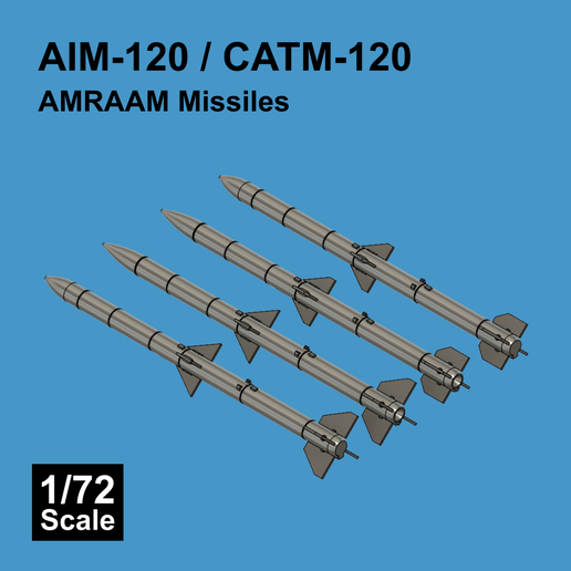 ️ 1/72 Mísseis AIM-120 B/C e CATM-120 B/C AMRAAM・Arquivo STL para ...