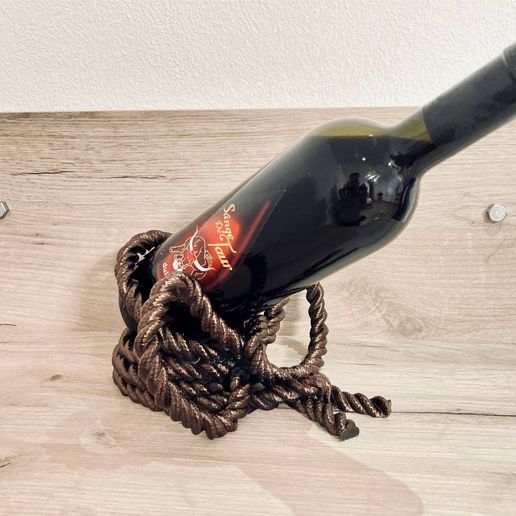 🍷 ROPE WINE HOLDER- bow - BOTTLE HOLDER・ STL File for 3D printing・Cults