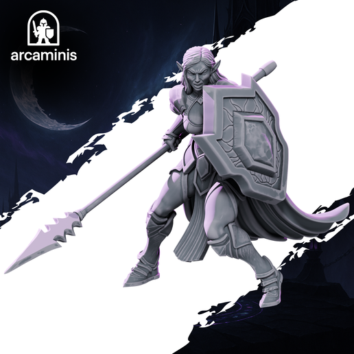 ♀️ Female Dark Elf Spear & Shield Unit Army STL | 32mm Presupported ...
