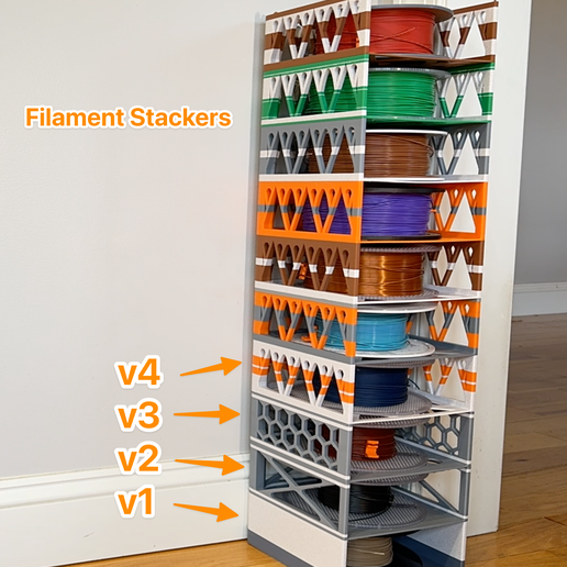 🪢 Vertically Stackable 3D Printed Filament Shelves.・ STL File for 3D ...