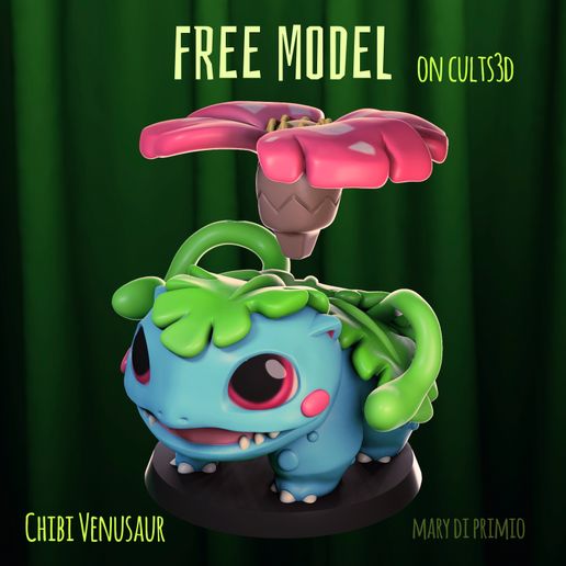 🐉 Chibi Venusaur - Pokemon Kawaii・Free OBJ File for 3D printing・Cults