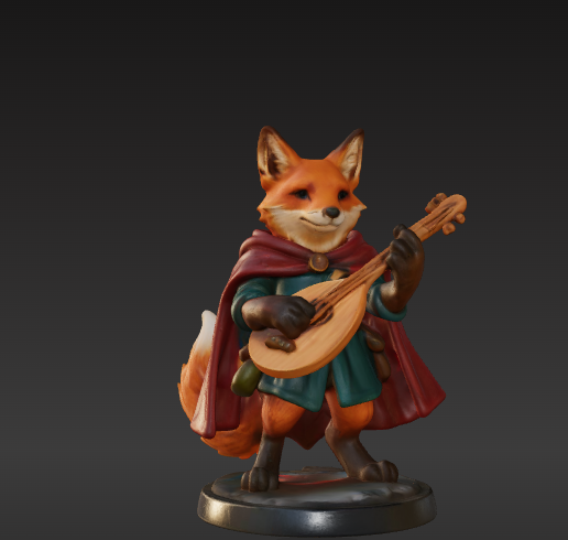 🦊 RPG Miniature - Bard Fox・ STL File for 3D printing・Cults