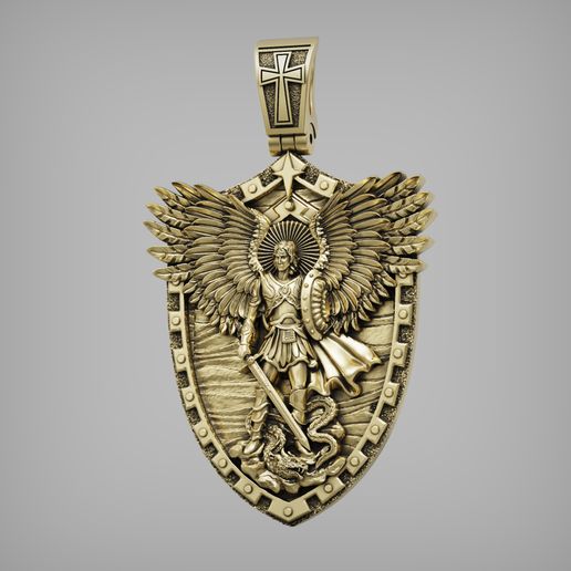 🛡️ Archangel Michael spreaded wings shield pendant.・ 3D File for 3D ...