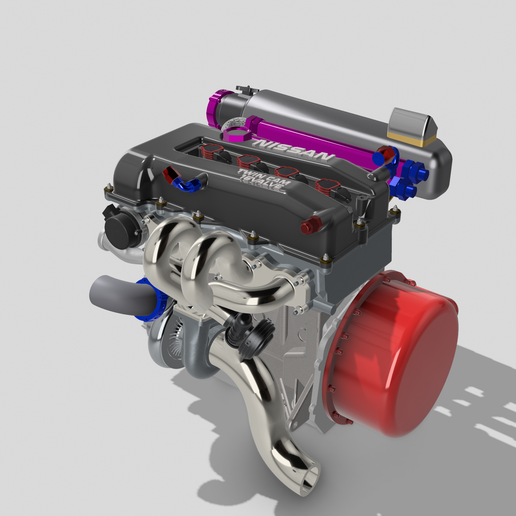 💶 SR20 Engine x4 combos ITB Turbo Twin Turbo・ STL File for 3D printing ...