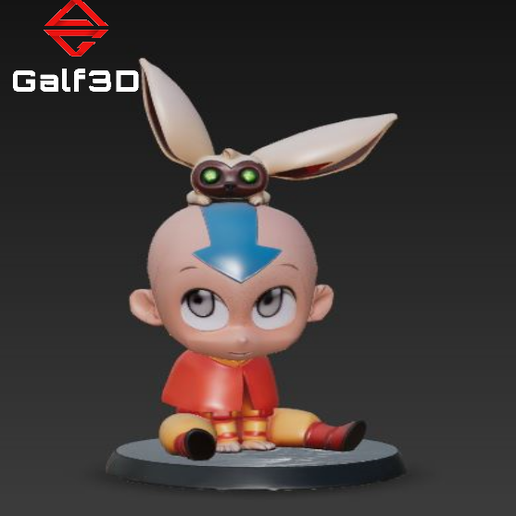 🧒 Avatar Aang con Momo – Niño・Archivo STL para Impresión 3D・Cults
