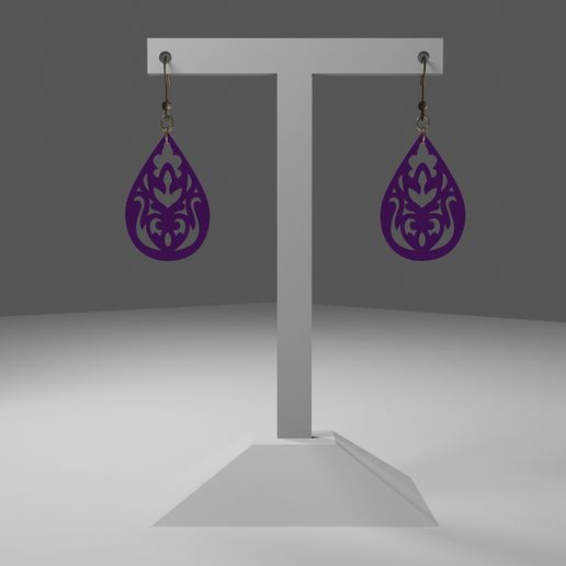 💧 Geometric drop earrings・ STL File for 3D printing・Cults