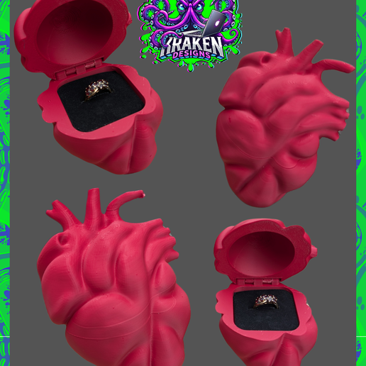 🫀 Anatomical Heart Ring/Jewellery Box・ 3D File for 3D printing・Cults