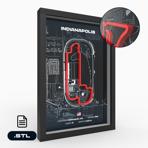 STL file Indianapolis Motor Speedway Indycar 3D Racing Poster 👾 ・3D ...