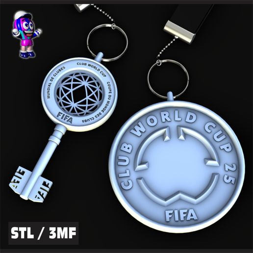 🗺️ Club World Cup Key and Emblem Key Chain・ STL File for 3D printing・Cults