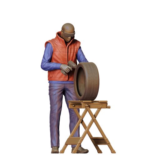 STL file N13 Mechanic fixing and changing the tires 🧑‍🔧 (OBJ and 3MF ...
