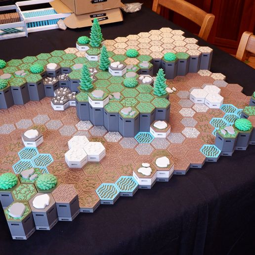 🎲 FDMecha Hex Terrain - Basic Core Set・Free STL File for 3D printing・Cults