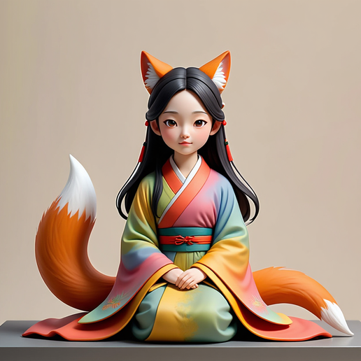 🎨 1347 COLORFUL Fox Spirit Woman in Pu Song Ling Style, beast, magic ...