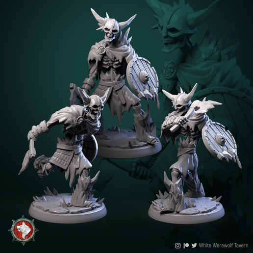 🧙‍♀️ Frost Skeletons set 3 miniatures 32mm pre-supported・ 3D File for ...
