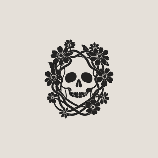 💀 Floral Skull Silhouette 3D Wall Art・ STL File for 3D printing・Cults