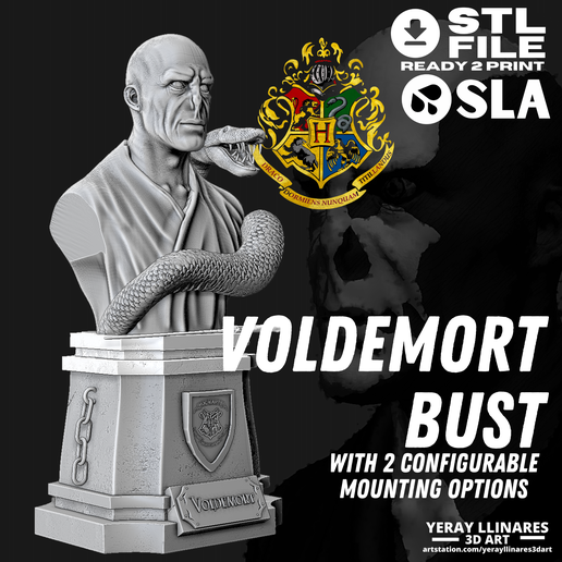 STL file Voldemort Bust - Harry Potter 👤 ・3D printable design to download・Cults
