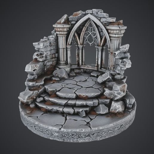 🪟 Gothic Window Ruins - 40mm Grimdark Sanctuary Display Base・Free STL ...