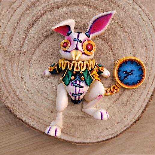 🐰⏰🐇 Articulated White Rabbit 🐇⏰🐰・ STL File for 3D printing・Cults