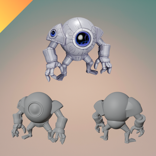 🤖 One-Eyed Robot Golem 3D Model – STL + Textured GLB for 3D Print – Sci ...