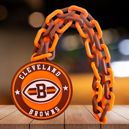 🏈 CLEVELAND BROWNS NFL MEDALLION CHAIN・ STL File for 3D printing・Cults