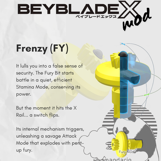 🎲 Beyblade X Bit Mod Frenzy FY・ STL File for 3D printing・Cults