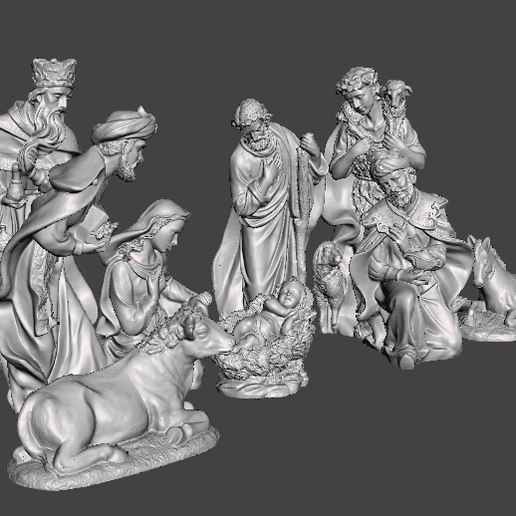 🎄 christmas crib, nativity scene, 9 figures, nativity・ OBJ File for 3D ...
