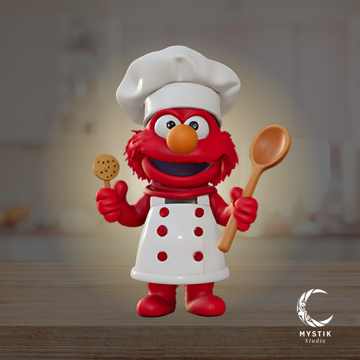 Elmo Chef - The cutest chef on Sesame Street 👨‍🍳🍪・Fichier STL pour ...