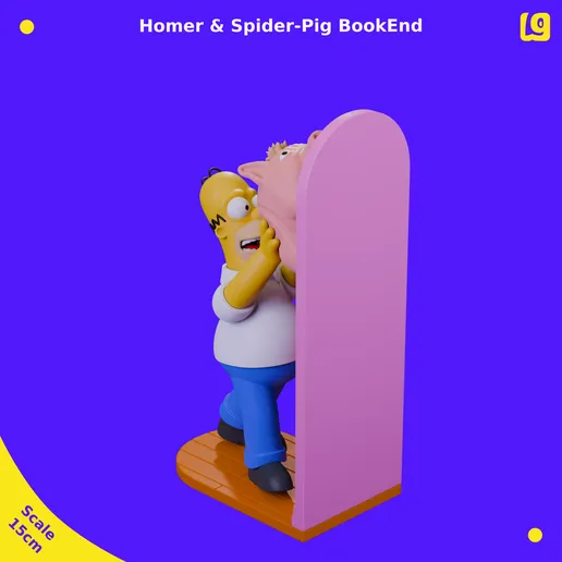 📚 Homer Simpson and Spider-Pig - BookEnd Support - Cartoon FanArt by ...