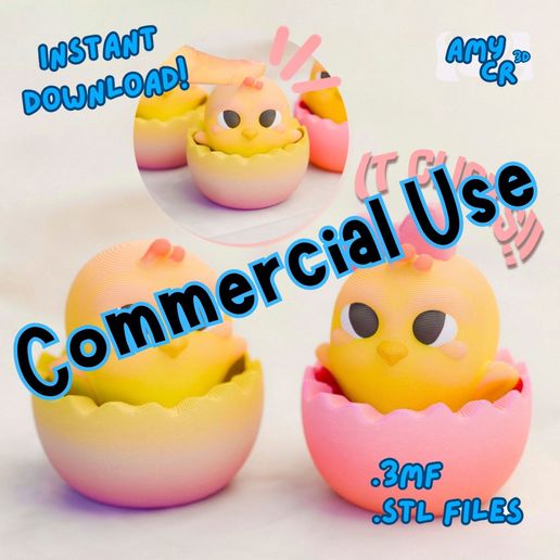 🐣 Pip the CLICKER Chick (COMMERCIAL USE)・ 3D File for 3D printing・Cults