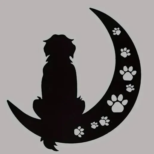 🐕 Dog on the Moon – Paw Print Memorial Wall Art・ STL File for 3D ...