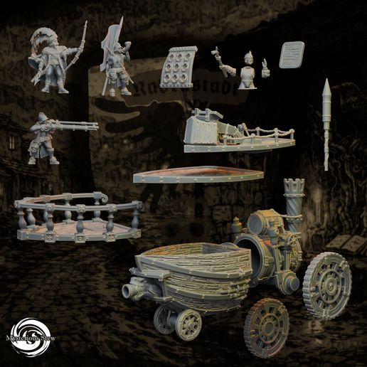 😤 Rabenstadt Modular Steam Landship・ 3D File for 3D printing・Cults