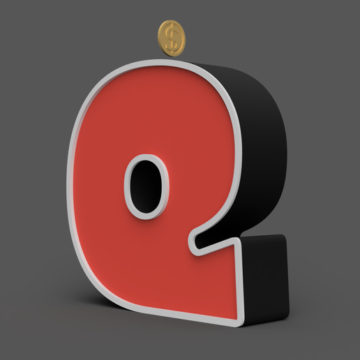💰 3D Alphabet Letter (Q) Money Bank・ STL File for 3D printing・Cults