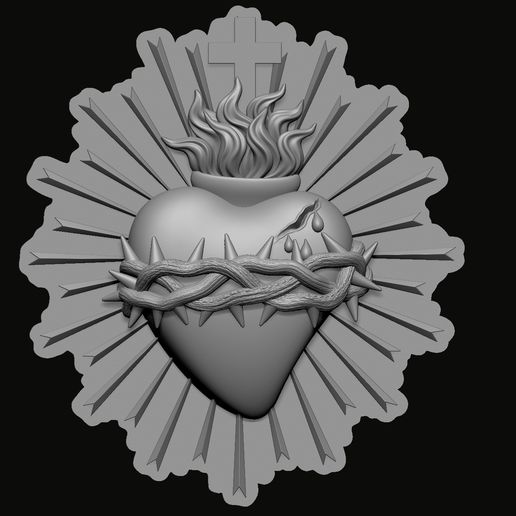 STL file Sacred Heart of Jesus 💜 ・3D printable model to download・Cults