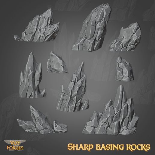 🪨 Sharp Rocks for Basing・ STL File for 3D printing・Cults