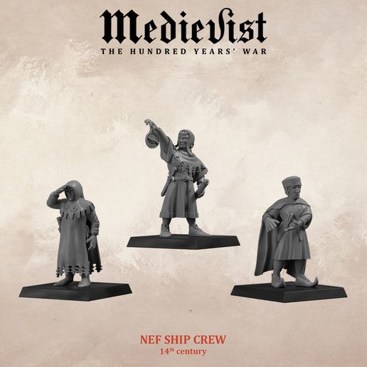 3D file Medieval ship crew, captain, helmsman, lookout, early 14th ...