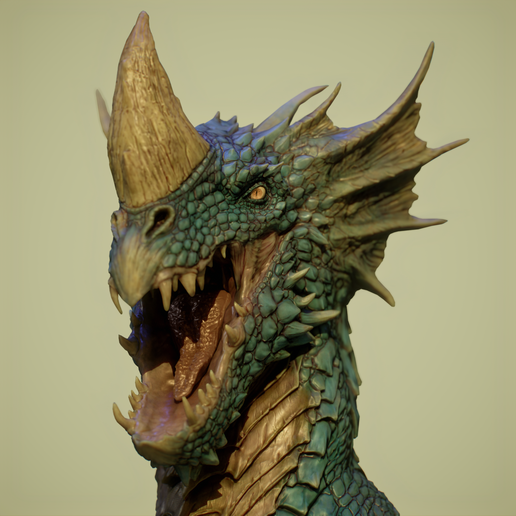 🐉 Blue Dragon - bust・Free STL File for 3D printing・Cults