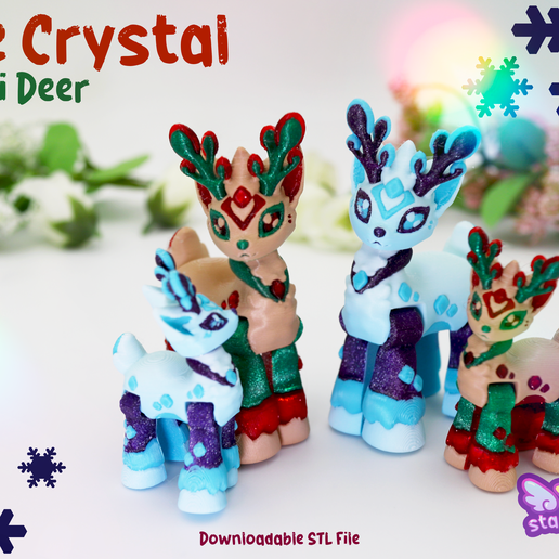 🧊 Ice Crystal Deer・ 3D File for 3D printing・Cults