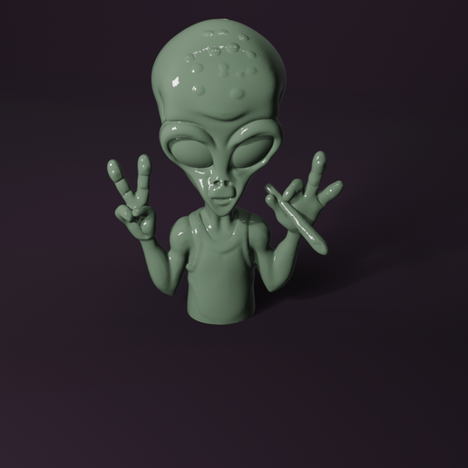 🚬 Smoking Alien Bust – Funny Extraterrestrial STL 3D Model for Printing ...