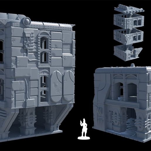 3D file Medium Sci fi modular building 🏗️ ・3D printing model to ...
