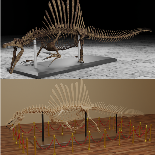 💀 Spinosaurus aegyptiacus skeleton v1,v2 and version JP3 model 3d print ...