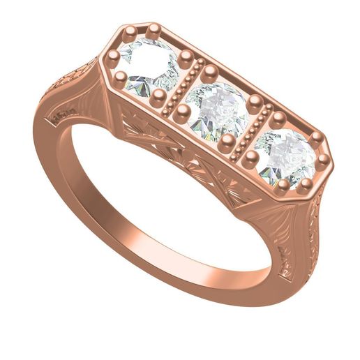 💍 3 Stone Engraving Ring For Women・ STL File for 3D printing・Cults