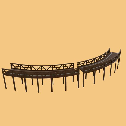 🚆 CURVED TRAIN BRIDGE - PUENTE CURVO PARA TRENES・ OBJ File for 3D ...