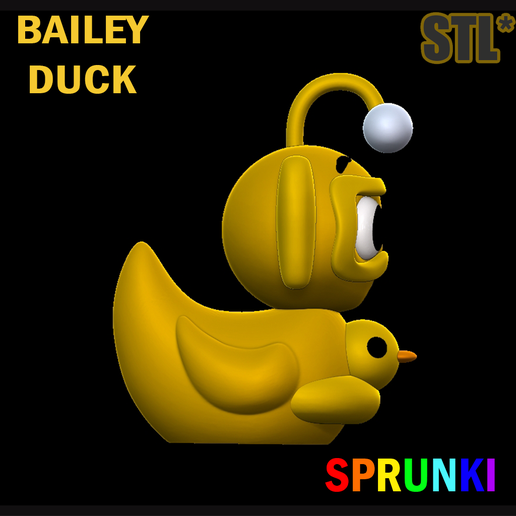 🦆 Sprunki Bailey Duck STL 3D Model Character・ STL File for 3D printing ...