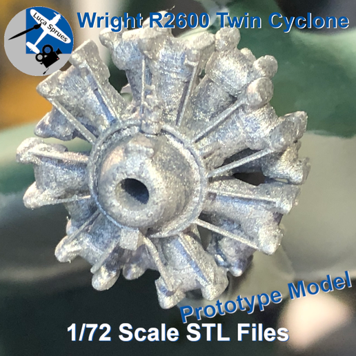 🌀 1/72 Scale Wright R2600 Twin Cyclone Engine Model Kit Upgrade・ STL ...