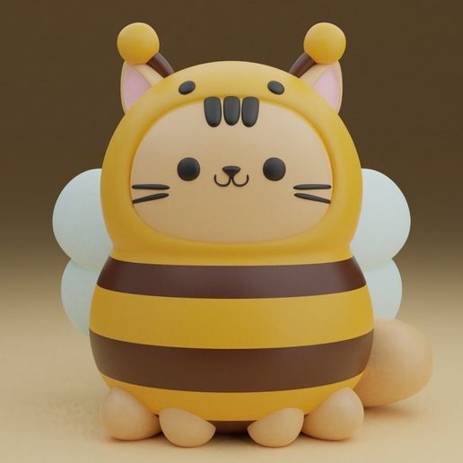 🐝 Bee cat figure・ STL File for 3D printing・Cults